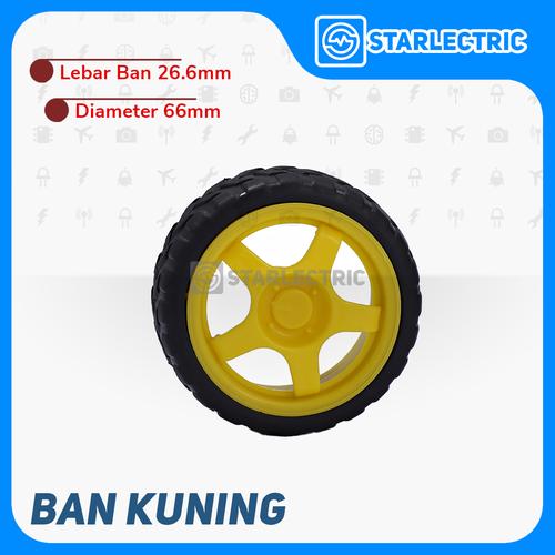 Jual Roda Ban Hitam 66mm Robot Smart Car warna Kuning Wheel with Black ...