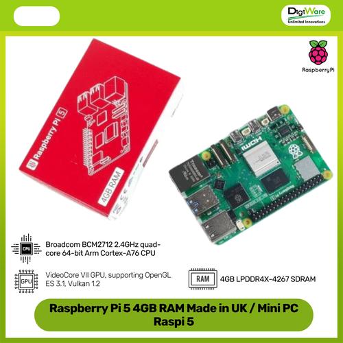 Jual Raspberry Pi 5 4GB RAM Made in UK / Mini PC Raspi 5 - Kota Bekasi - DigiWare Store Bekasi ...