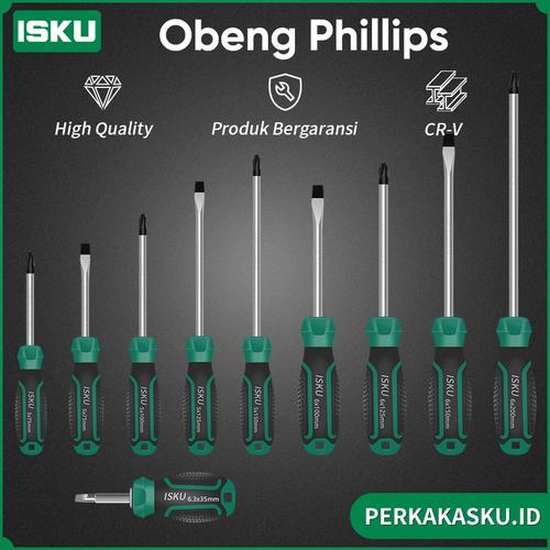 Promo ISKU Obeng Magnet Set Plus Minus Obeng Listirk Gangang Karet Anti ...