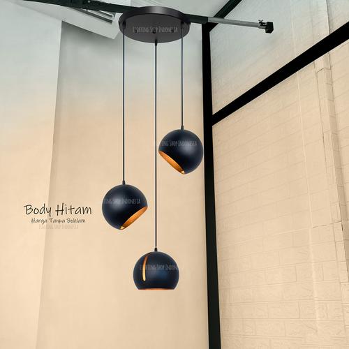 Jual Lampu gantung void 3in1 warna hitam putih abu-abu kop bulat 30cm minimalis flexible derajat ...