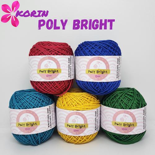 Jual [100gr] Benang Rajut POLY BRIGHT/ Poly Kilap / Polyester / Poli Kilap KORIN - 025BIRU ...