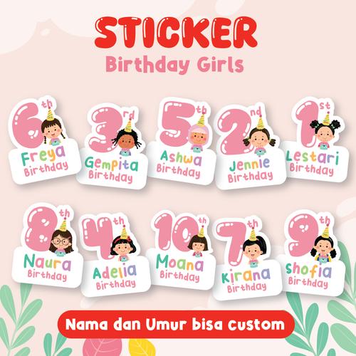 Jual Sticker Ulang Tahun Anak Girl Series Perempuan Umur Custom Sticker ...