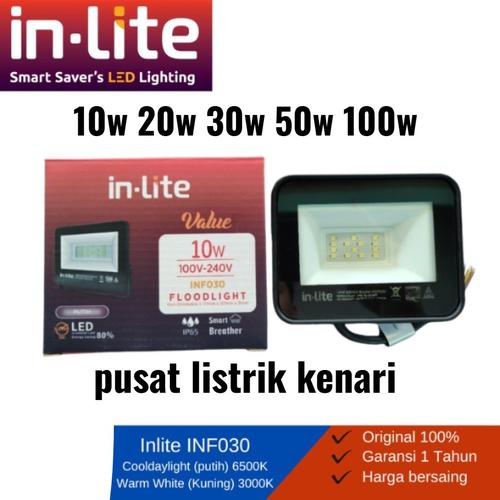 Jual LAMPU SOROT TEMBAK FLOOD LIGHT LED INLITE 10W 20W 30W 50W 100W ...