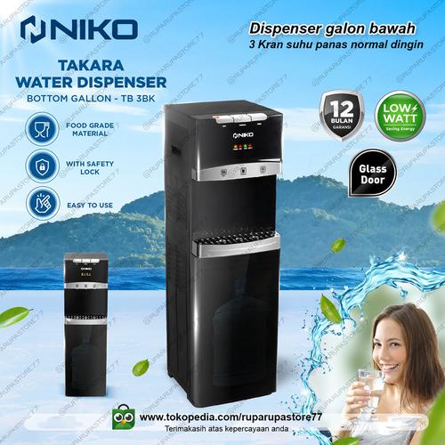 Jual Dispenser galon bawah 3 kran Niko Takara TB 3BK Black Chrome panas ...