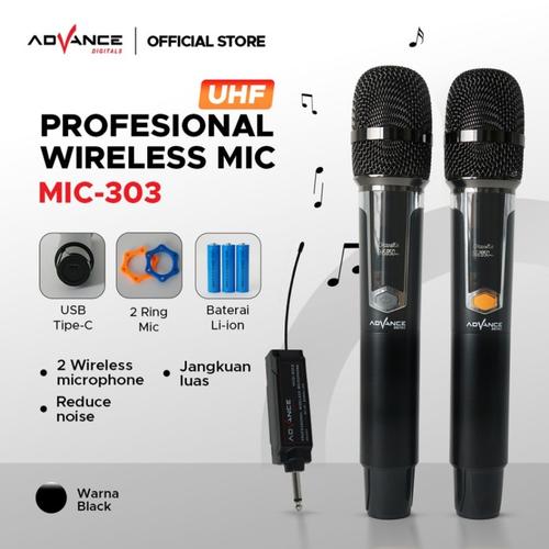 Promo Advance Microphone Wireless Mic-303 Dual Microphone Garansi Resmi ...