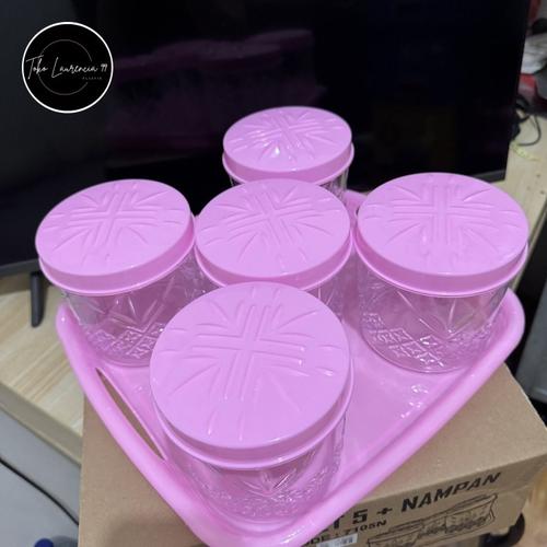 Jual Toples set isi 5 drat / toples set + nampan / toples clover set ...