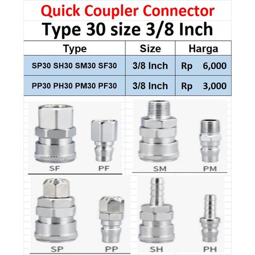 Jual Quick Coupler SP30 PP30 SH30 PH30 SM30 PM30 SF30 PF30 Connector ...