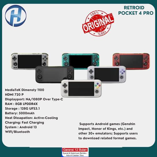 Promo Retroid Pocket 4 / 4 Pro Android dimensty Handheld Retro Game ...