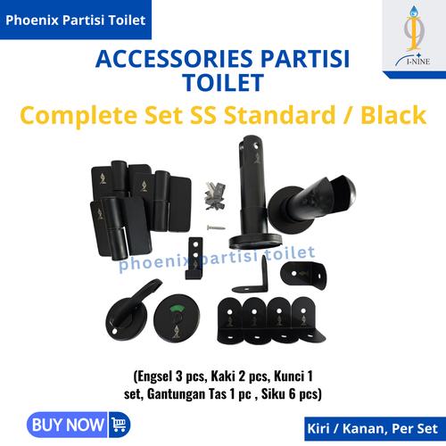 Jual Accessories Partisi Toilet Complete Set (Stainless Steel) / Black ...