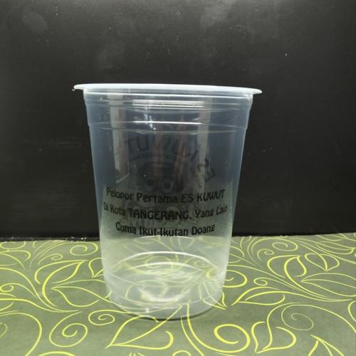 Jual Plastik Cup 14 Oz Datar + Cetak/Sablon (500 Pcs) - 500 Pcs, Tutup ...