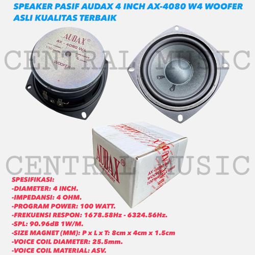 Jual SPEAKER PASIF AUDAX 4 INCH AX-4080 W4 WOOFER ASLI KUALITAS TERBAIK - Kota Medan ...