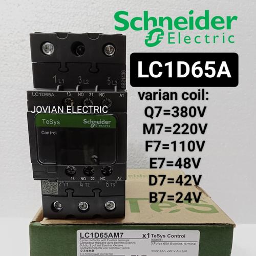 Jual CONTACTOR / KONTAKTOR SCHNEIDER LC1D65AM7 220V 65A 3P original lc1d65m7 - Jakarta Barat ...
