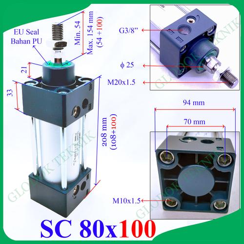 Jual SC80-100 Air Cylinder SC80x100 Silinder Angin, Pneumatic Cylinder - Jakarta Barat - Glodok ...