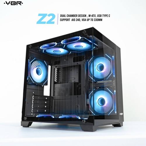Jual CASING VBR Z2 [0 FAN, MATX,USB-C] Black / White Gaming Case ...