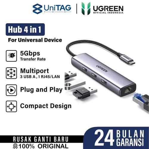 Promo UGREEN Adaptor Converter HUB Port 4 in 1 USB A Type C Splitter ...