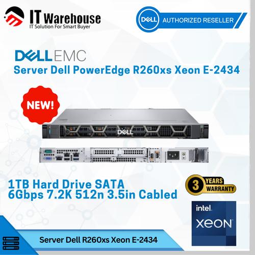 Promo Server Dell R260 Xeon 4 Core E-2434 16GB DDR5/1TB SATA HDD/PERC ...