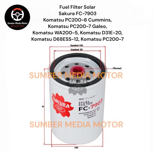 Jual Sakura Fuel Filter Solar FC-7903 Komatsu PC200-6 Cummins, Komatsu ...
