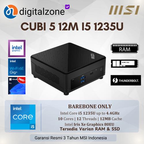 Promo MSI Mini Pc Cubi 5 12M Intel Core i5 1235U - 8/256GB NVMe Cicil 0 ...