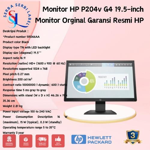 Jual Monitor HP P204v G4 19.5-inch Monitor Orginal Garansi Resmi HP ...