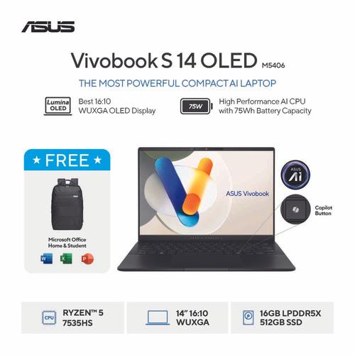 Jual ASUS Vivobook S 14 OLED M5406NA-OLED552 AMD RYZEN 5-7535HS/16GB ...