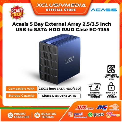 Jual Acasis 5 Bay External Array 2.5/3.5 Inch USB to SATA HDD RAID Case ...