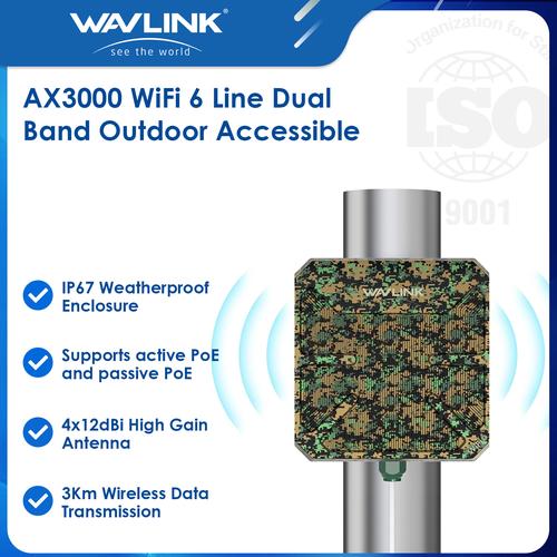 Promo WAVLINK WiFi6 Outdoor Access Point, Dual Band 2.4G+5G AX3000 Long ...