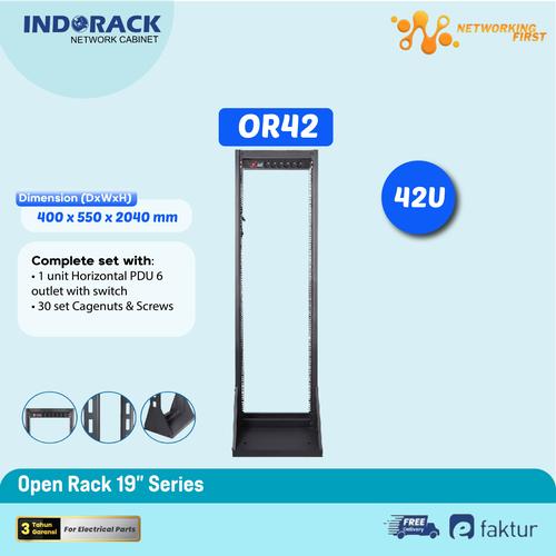 Jual OR42 Indorack Open Rack 42U Width 550mm Rak Server Audio Modem ...