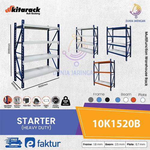 Jual RACK GUDANG Besi 1000kg/ layer 2M 4LAYER Panjang 1,5Meter Biru ...
