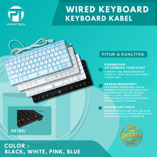 Promo Keyboard Mini Kabel USB. Original ProffTech. (Biru) - Hitam ...