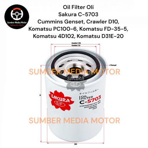 Jual Sakura Oil Filter Oli C-5703 Cummins Genset, Crawler D10, Komatsu ...