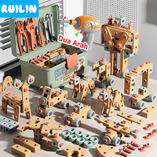Promo RuiLin Mainan Bor Listrik Anak 147PCS DIY 3D Building Block ...