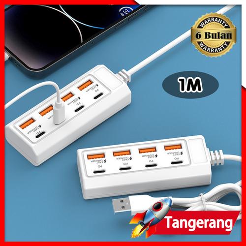 Jual Power Soket 4*USB+4*TYPE-C Power Strip Stop Kontak Panjang 1 Meter ...