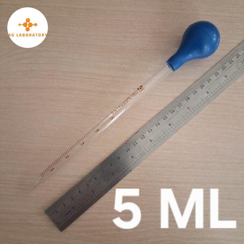 Jual Pipet Ukur Kaca 5ml Pipet Tetes Skala Bulb Karet Drop Pipet 5 ml ...