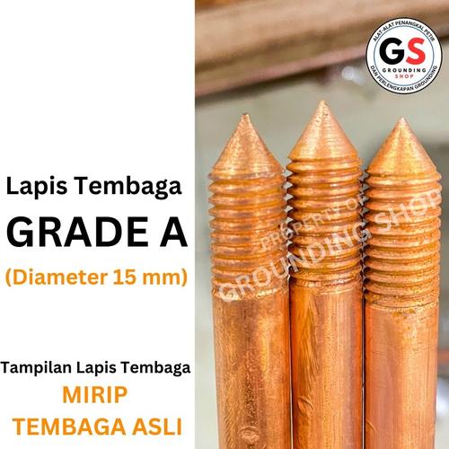 Jual Rod Copper Bonded 5/8 x 1,5 meter / Stik Grounding Rod Copper ...