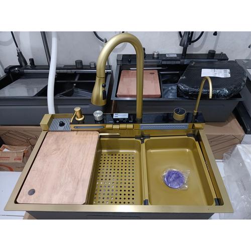 Jual Kitchen Sink 7545 Modern Piano LED Luxury Gold Stainless Steel 304 ...