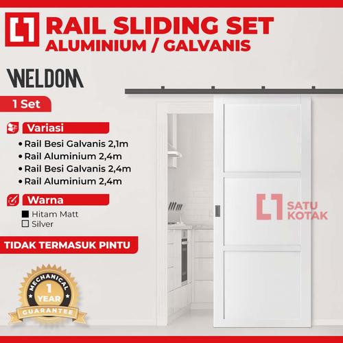 Jual WELDOM Rail Sliding Aluminium Rel Pintu Geser Gantung 1 Set 2.1/2.4 Meter - Galvanis 2,1M ...