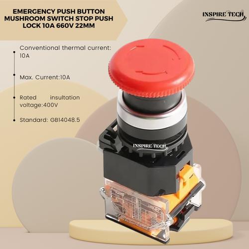 Jual EMERGENCY PUSH BUTTON MUSHROOM SWITCH STOP PUSH LOCK 10A 660v ...