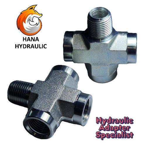 Jual Hydraulic Adapter Cross 1/2" NPT Male x 1/2" NPT Female x 1/2" NPT ...