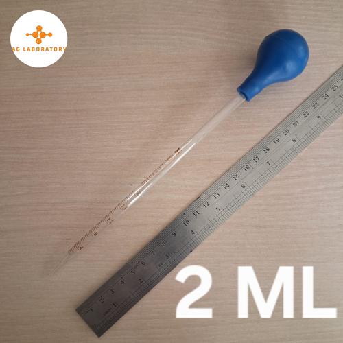Jual Pipet Ukur Kaca 2ml Pipet Tetes Skala Bulb Karet Drop Pipet 2 ml ...