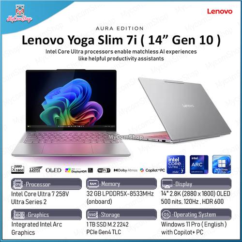 Jual LENOVO YOGA SLIM 7I AURA EDITION GEN 10 ULTRA 7 258V 32GB RAM 1TB ...