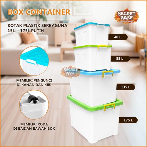 Promo BOX CONTAINER - Kotak Plastik Serbaguna 15L ~ 175L Putih ...