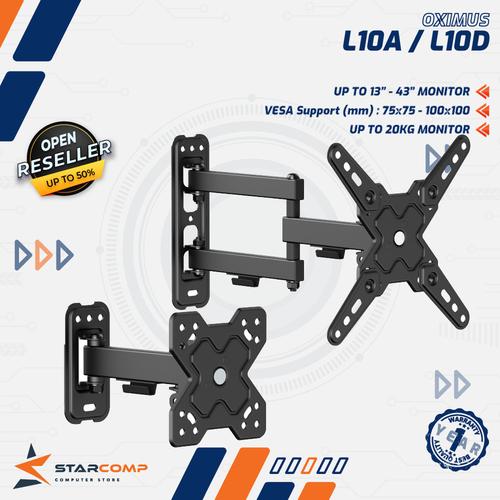Jual OXIMUS L10A (13"-32") / L10D (13"-43") Wall BRACKET TV Mount Bracket Dinding 20kg Tilt ...