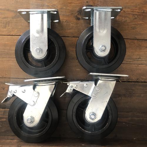 Jual RODA TROLLEY TROLI HEAVY DUTY BESI LAPIS KARET 6 INCH 2 HIDUP+REM ...
