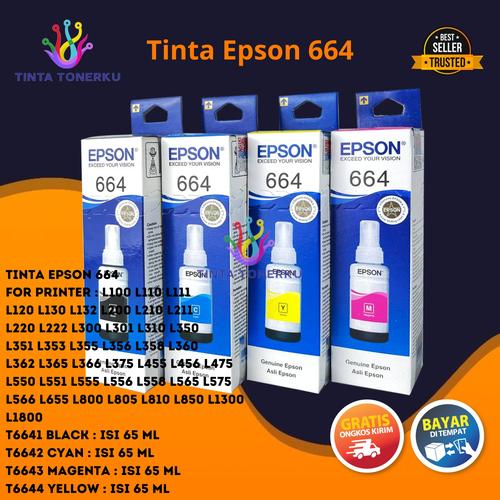Promo 1 SET 4 PCS Tinta Epson 664 Support Printer L100 L120 L200 L210 ...