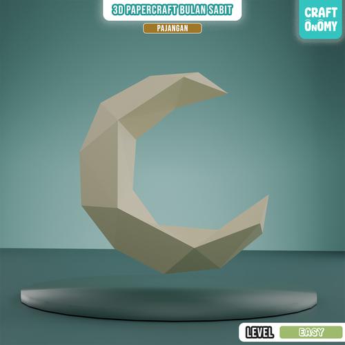 Jual DIY 3D Papercraft Bulan Sabit Low Poly - Pajangan Ruangan Estetik ...