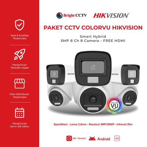Promo Paket CCTV Hikvision 5MP Colorvu Smart Hybrid 8CH 8 Camera - HUHI ...