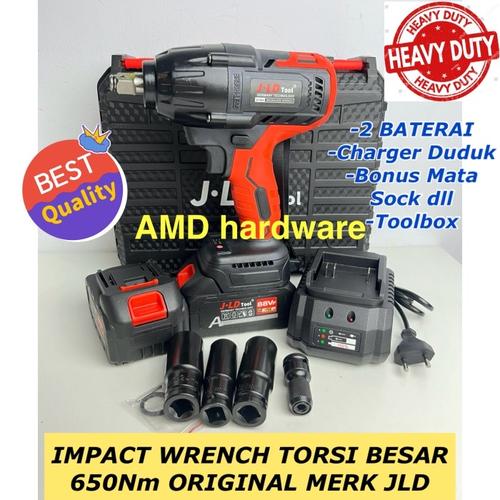 Jual MESIN IMPACT WRENCH CORDLESS TORSI BESAR 650Nm BATERAI 88V 1/2 ...