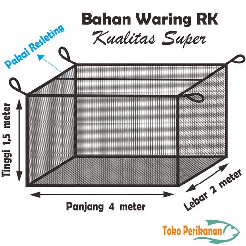 Promo TP - Keramba/Waring ikan ukuran (4 m x 2 m x 1,5 m) Tutup atas ...