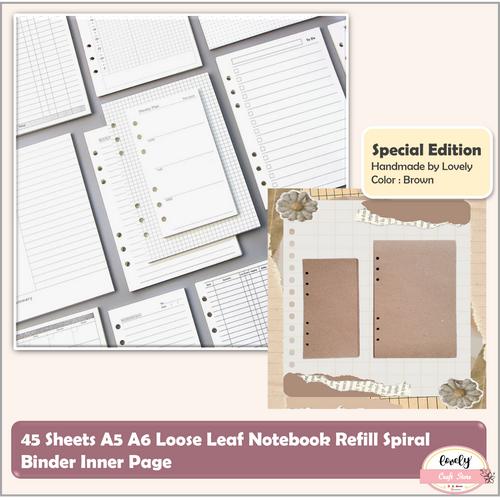 Jual 45sheets A5 A6 Loose Leaf Notebook Refill Spiral Binder Inner Page ...