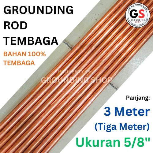 Jual Grounding Rod 5/8 x 3 Meter / Stik Copper Rod Asli Tembaga - Drat ...